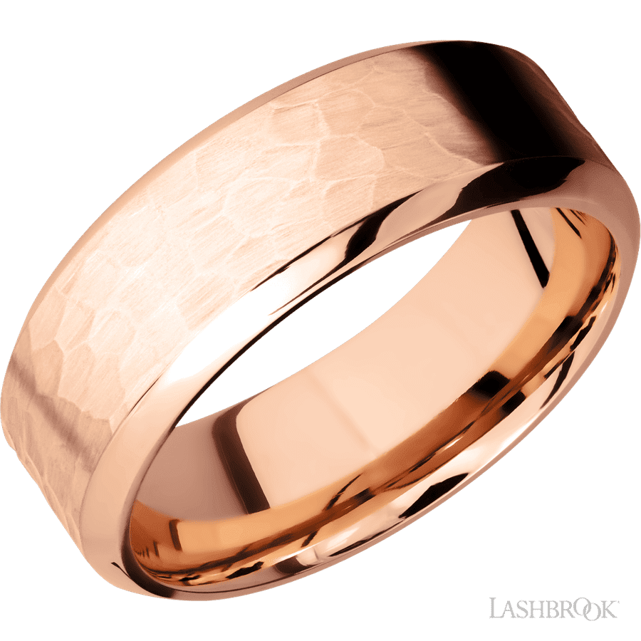 8 mm wide High Bevel 14K Rose Gold band. – Lewis Jewelers