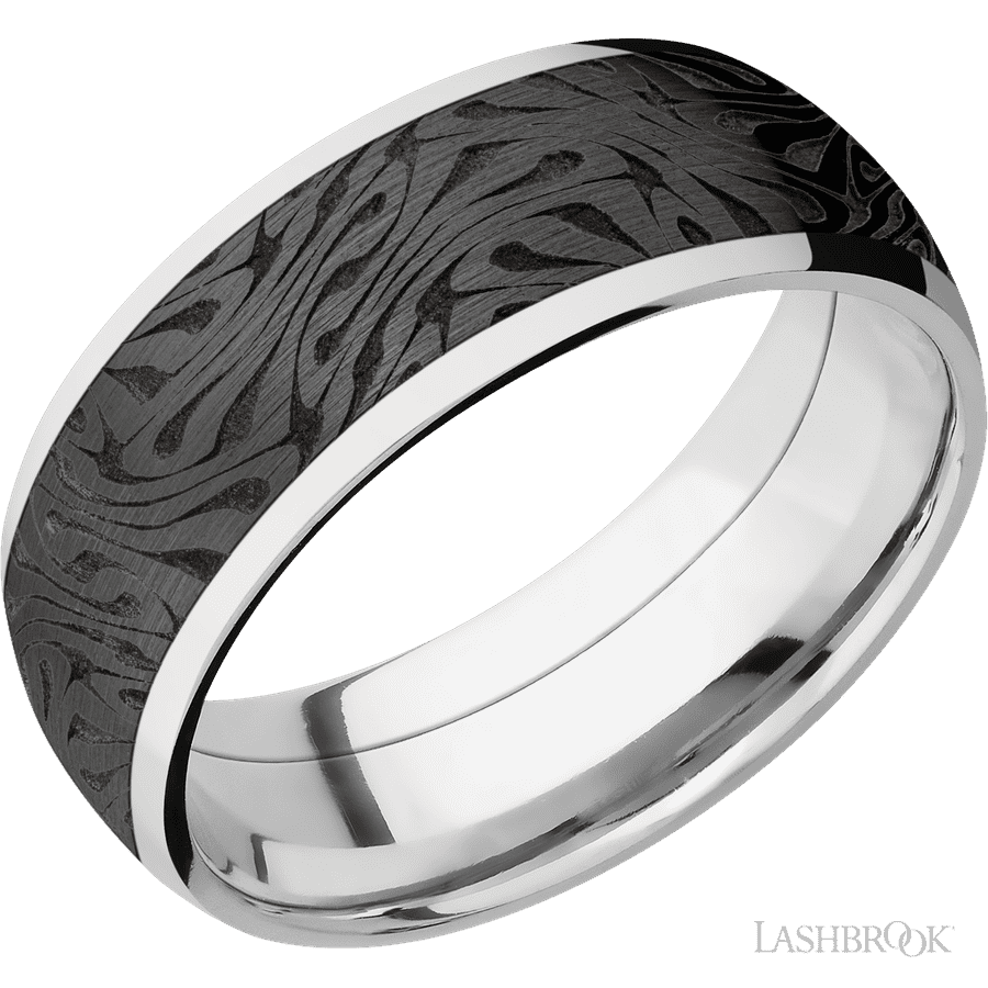 8 mm wide/Domed/Cobalt Chrome band with one 6 mm Centered inlay of Zir ...
