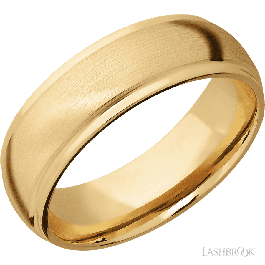 7 mm wide Domed Stepped Down Edges 10K Yellow Gold band. – Lewis Jewelers